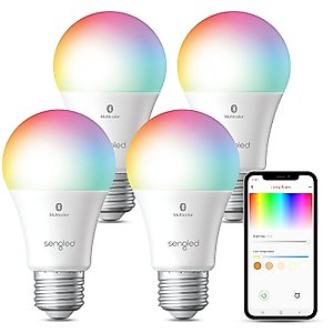 Sengled Alexa Light Bulbs, 75W Equivalent, S1 Auto Pairing with Alexa Devices, Smart Light Bulb that Work with Alexa, Bluetooth Mesh Smart Home Lighting, ‎Multicolor Dimmable, No Hub Required,4-Pack