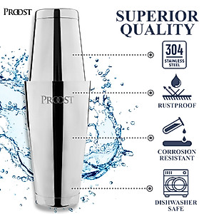 Boston Shaker Set with Bar Mat, Cocktail Shaker Set - Bartender Kit, Perfect Bar Set for Home Bar with Essential Bar Tools