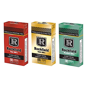 Tobacco Free Cigarette ALTERNATIVES - ROCKFIELD “Gold 100’S” - Tobacco Free - Nicotine Free - NITROSAMINE Free - Herbal Cigarette ALTERNATIVES
