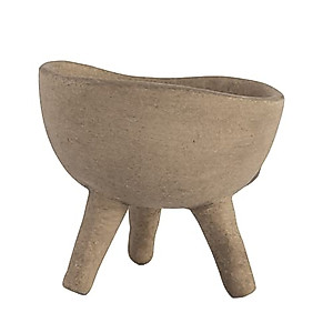 Creative Co-Op Boho Terracotta Footed Planter, Distressed Cream