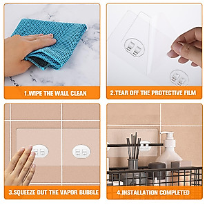 Gjinxi 3Pcs Shower Caddy Adhesive Replacement Hook, Transparent Adhesive for Shower Caddy Sticky Pads, No Drilling Waterproof Adhesive Hooks for Shower Basket, Soap Holder, Kitchen Racks