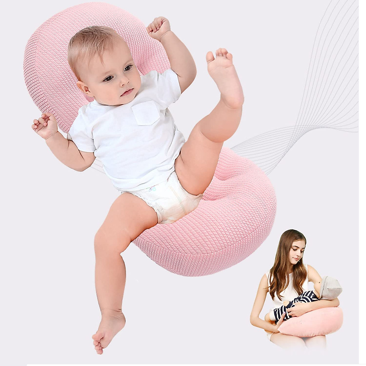Luzly Pregnancy Pillow Side Sleeper Adjustable Maternity Pillows for Sleeping Snoogle Body Pillow Wedge for Back Pregnancy Gifts for First Time Moms