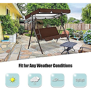 BTURYT Patio Swing Canopy Replacement Top Cover, Replacement Cover for Swing Canopy, Garden Seater Sun Shade,Swing Hammock Protector Furniture Cover,(top Cover + Chair Cover)