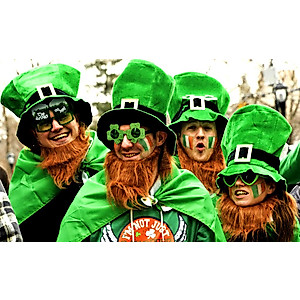 Melpomenia St. Patrick’s Day Green Sunglasses Irish Shamrock Four Leaf Clover Green Lens Shades Costume Party Glasses(Four Leaf Green)