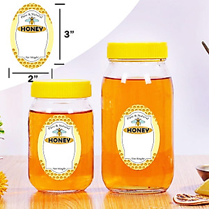 Pure Natural Honey Jars and Bottles Labels 2 x 3 Inch Honey Bottling Labels - Honey Farm Kitchen Name Home Business Round Mason Jar Labels for Honey Quart Jars and Honey Bears 60 Pcs