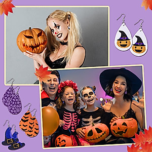 Otuuz 24 Pairs Christmas Earring Santa Christmas Tree Pumpkin Faux Leather Earrings Dangle Lightweight Teardrop Earrings Thanksgiving New Year Party Decorations for Women