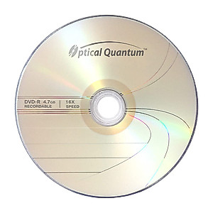 Optical Quantum DVD-R 4.7GB 16x Logo Top Media Disc - 100 Discs Cake Box (FFP), Blank DVDs for Burning, Writable Recordable DVD Discs, DVD-R Blank Discs 100 Pack
