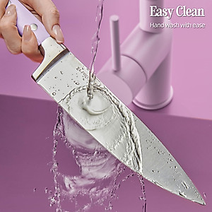 KnifeSaga Knife Block Set 15 Pcs, Kitchen Knife Set, Enduring Razor-Sharp Japanese High Carbon Stainless Steel Knife Set with Block, Purple