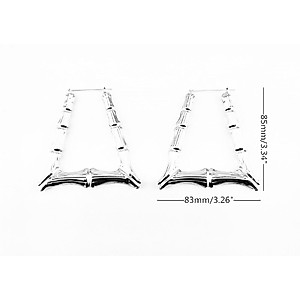 Honbay 5 Pairs Different Shape Bamboo Hoop Earrings (Silver)