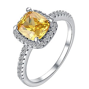 TenFit Jewelry Silver Rhodium Plated Princess Cut CZ Solitaire Engagement Ring