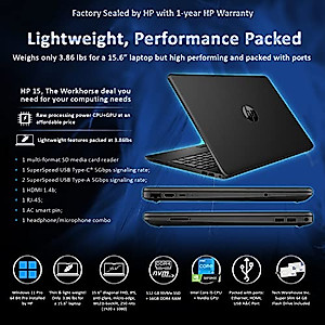 HP 15 Laptop 2022 Intel Core i5-1135G7, Nvidia MX350 2GB, 512GB NVMe SSD, 16GB RAM, Win 11 Pro, 15.6" FHD(non-touch), Jet Black, light weight 3.86lbs, long battery life, 64GB Tech Warehouse Flashdrive
