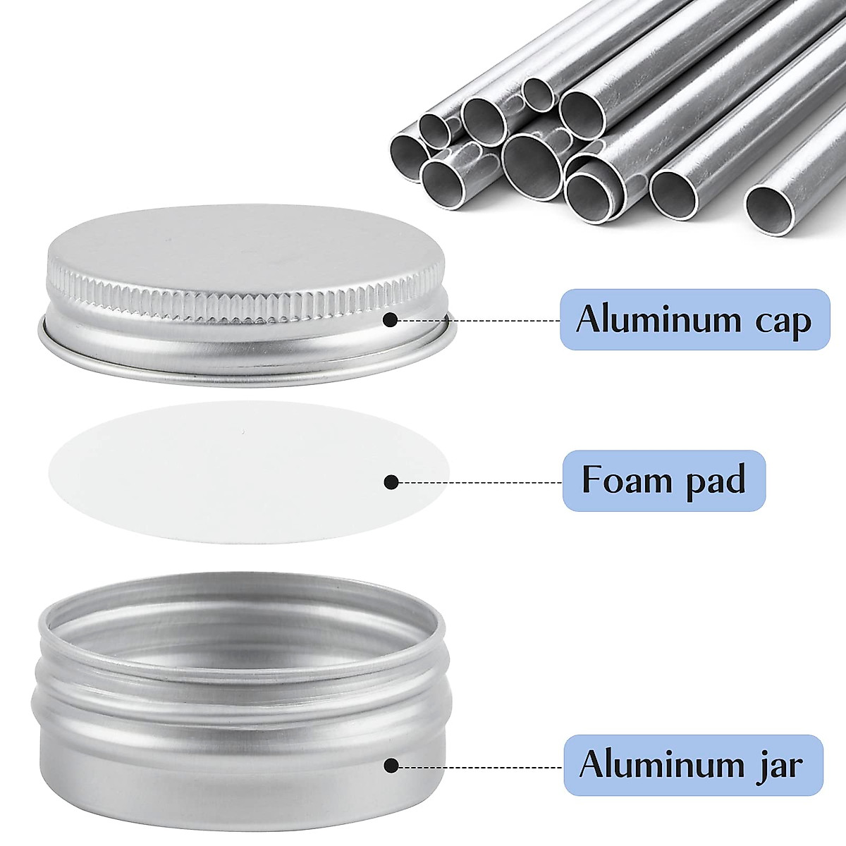 TUZAZO 24Pack 1 Oz Aluminum Tin Cans with Screw Lid and Labels, Refillable Travel Sized Cosmetic Containers Small Tins for Salves, Lotion Bars, Beard Balms, Candles