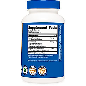 Nutricost Turmeric Curcumin with BioPerine and 95% Curcuminoids, 2300mg, 120 Capsules, Veggie Capsules, 767mg Per Cap, 40 Servings, Gluten Free, Non-GMO