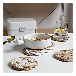 Gisela 2 Piece Set-Woven Cup Coasters Cotton Jute Round and Elliptical Rectangle Braided Table Mats for Drinks,Lunch Box,Heat-Resistant Reusable placemats for Home and Kitchen,Great Gift (Mixed)