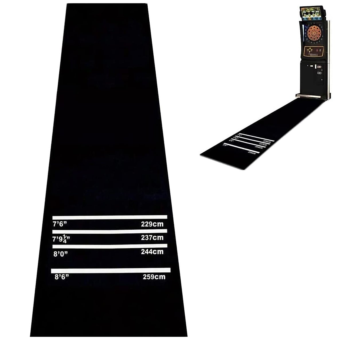 MYOYAY Rubber Dart Mat, 9.8 x 2ft Heavy Duty Dart Carpet with Throw Lines Professional Non-Slip Dart Floor Mat Soundproof Flooring Protector for Dart Game (118 x 24 x 1/5inch)