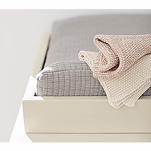 Pottery Barn Kids Changing Pad, 100% Organic Cotton Waterproof Contour Diaper Changing Pad for Dresser Top, Baby Changing Pad Cover (Platinum Grey)