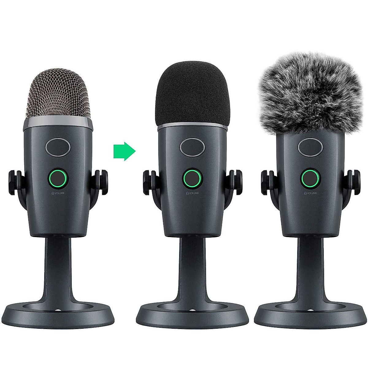 Mic Windscreen Cover Pop Filter Compatible with Blue Yeti Nano,ChromLives Furry Windscreen Cover + Mic Foam Wind Cover Compatible with Yeti Nano (Furry & Foam Combo 2Pack)