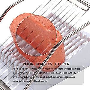 Slicer,Multipurpose Luncheon Meat Slicer,Stainless Steel Wire Egg Slicer,Cuts 10 Slices For fruit,Onions,Soft Food and Ham (White)