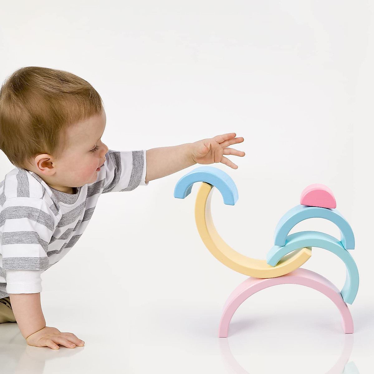 Curious Melodies Wooden Toys Nesting Rainbow Stacking Blocks - Fire | Nature Toy Block Sets