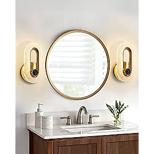 OYLYW Wall Sconces Set of Two, Acrylic led Wall Light lamp Vintage 3000k Vanity Lighting Fixture for Bedroom Bedside Bathroom Living Room Hallway(2 Pack)