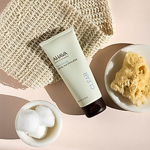 AHAVA Time To Clear Facial Mud Exfoliator - Gentle mud-based scrub to purify, exfoliate & fresh the skin, unveils radiant, boosts skincare absorption, with Osmoter, Vitamin E & Dead Sea Mud, 3.4 Fl.Oz
