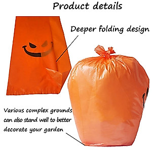 Halloween Pumpkin Leaf Bags Decoration(pack of 12)-Thicken Pumpkin Trash Bags for Leaves-3 pumpkin expressions(4 large 8 small) -Pumpkin Lawn Bags with Twist Ties.