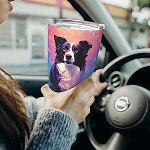 Border Collie Dog Tumbler with Lid - 20 oz Stainless Steel Vacuum Cup for Coffee, Water, and Travel - Leakproof for Home, Office, and School
