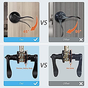 KNOBWELL 10 Pack Matte Black Door Handle Privacy Door Levers Interior Black Bedroom Door Handle Knobs, Reversible for Right/Left Side, Drop Lever Shape