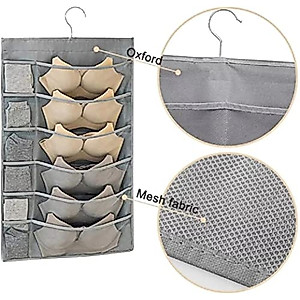 Askfairy 36 Pockets Closet Hanging Organizer with Double Sided Mesh Pockets for Underwear Panty Socks Storage Organizer Bag