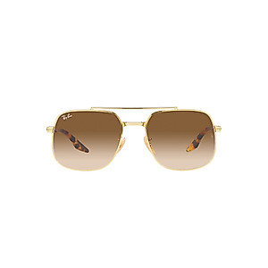Ray-Ban RB3699 Square Sunglasses, Gold/Clear Brown Gradient, 56 mm
