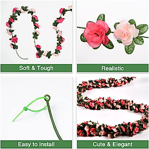 BLEUM CADE 2Pcs 16.4Ft Flower Garland Artificial Rose Vines for Bedroom, Cute Fake Hanging Flower Vines Floral Garland Decorations for Wedding Party Wall Room Decor Aesthetic