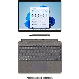 Microsoft Surface Pro 8 Tablet, 13" QHD Touchscreen, Intel Core i5-1135g7 (Up to 4.2GHz), Intel Iris Xe Graphics, 8GB DDR4 RAM, 256GB PCIe SSD, Device Only, Windows 11h, Platinum, with MTC Stylus Pen