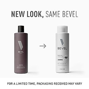 Bevel Shampoo for Men - Sulfate Free Shampoo for Textured Hair with Coconut Oil and Shea Butter, Detangles Course, Curly Hair, 12 Oz
