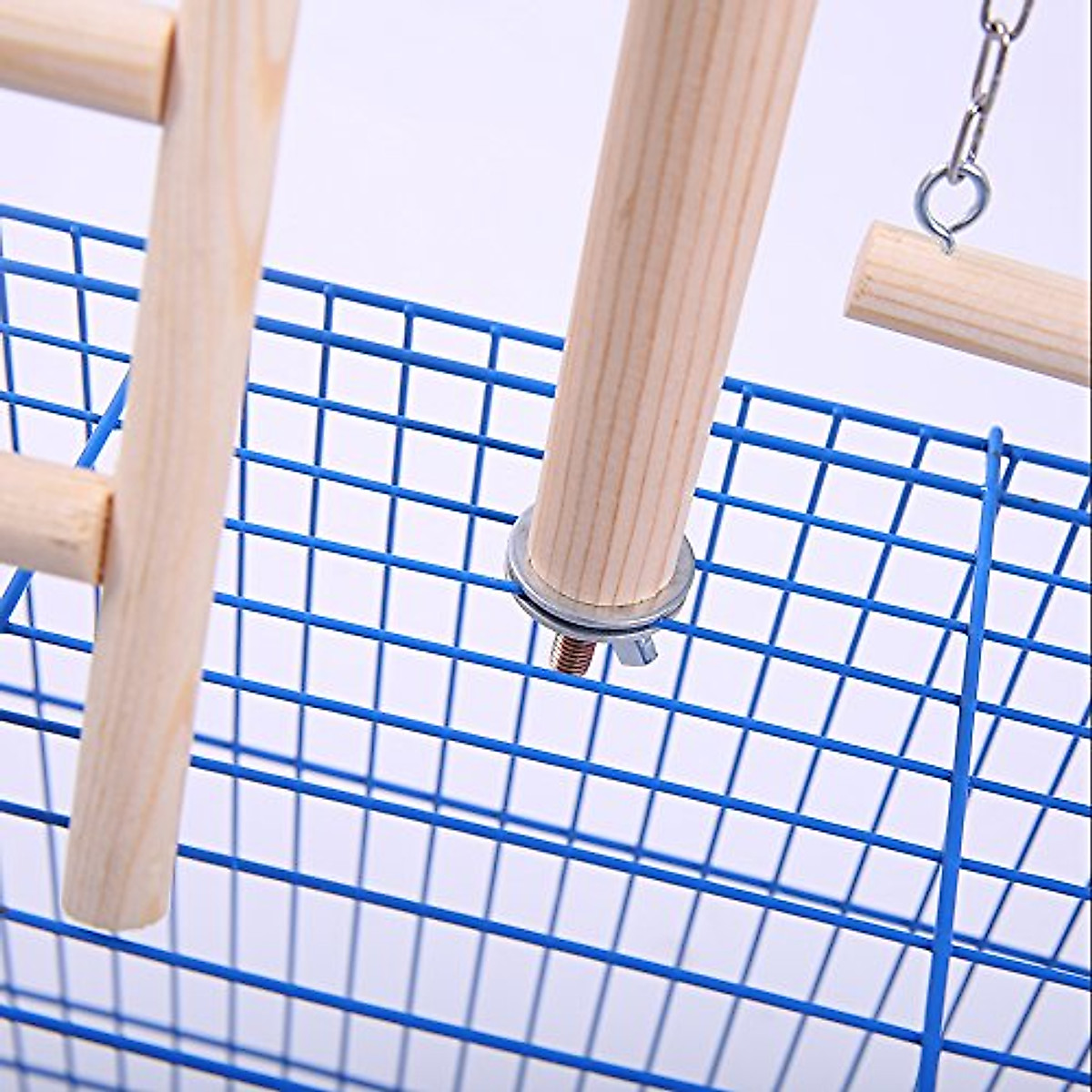 QBLEEV Parakeet Perches Outside Cage, Bird Swing Conure Toys Table Cage Top Play Stand Parrot Climbing Ladder Rope Perches Stands Chewing Wood Play Gyms Playground for Cockatiel Lovebirds Finches