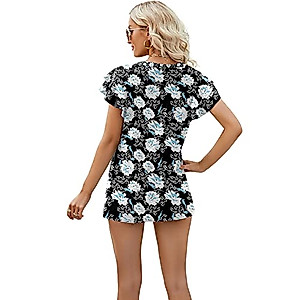 Shirts for Women Summer V Neck Ruffle Sleeve Tunic Tops to Wear with Leggings XL