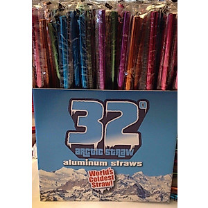 6 Aluminum Reusable Arctic Metal Colored Color Drinking Straws Frozen Drinks Party Birthday Christmas Present Gift individually wrapped