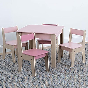 GAP GapKids Table and 4 Chair Set - Greenguard Gold Certified, Blush/Natural