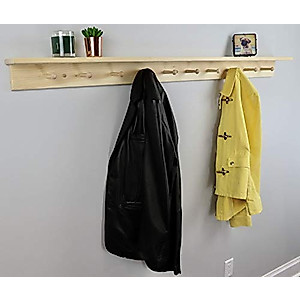 60" Unfinished Shaker Peg Rack With Shelf
