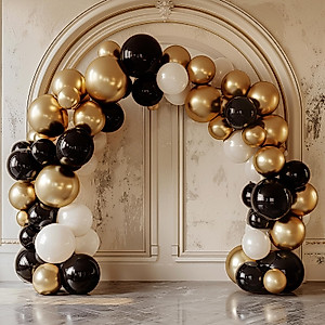 RUBFAC Black Balloons 120pcs 5 Inch Black Balloon Latex Party Balloons for Birthday Supplies Black Backdrop Decorations