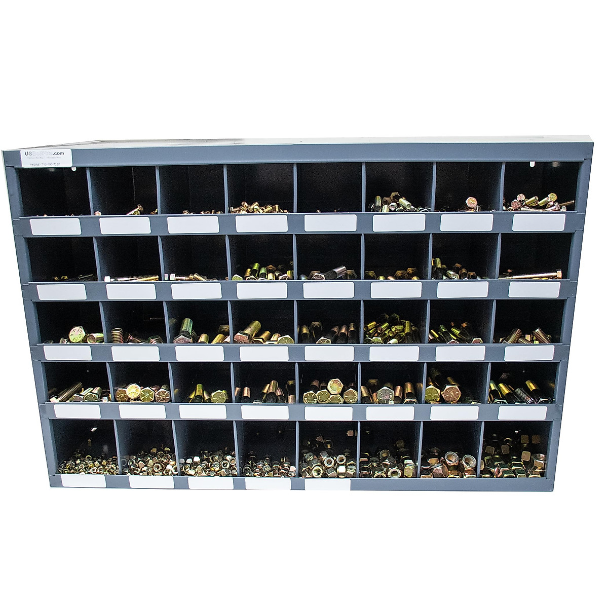 2510 Piece Grade 8 USS Coarse Thread Bolt (Hex Head Cap Screw), Nut, and Washer Assortment with 40 Hole Bin