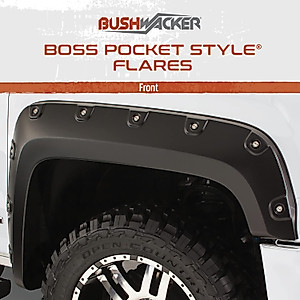 Bushwacker Boss Pocket/Rivet Style Front Fender Flares | 2-Piece Set, Black, Smooth Finish | 40083-02 | Fits 2007-2013 GMC Sierra 1500