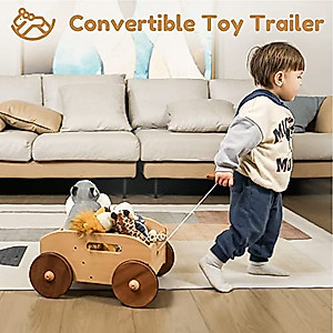 Woodtoe Wooden Baby Walker, Adjustable Speed Push Toys for Babies Learning to Walk, Natural Wood Push and Pull Learning Walking Educational Toys Gift for Toddler Boy Girl 1 2 3(Patent Protection)