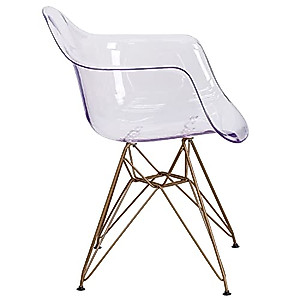Flash Furniture Allure Series Transparent Side Chair with Gold Base