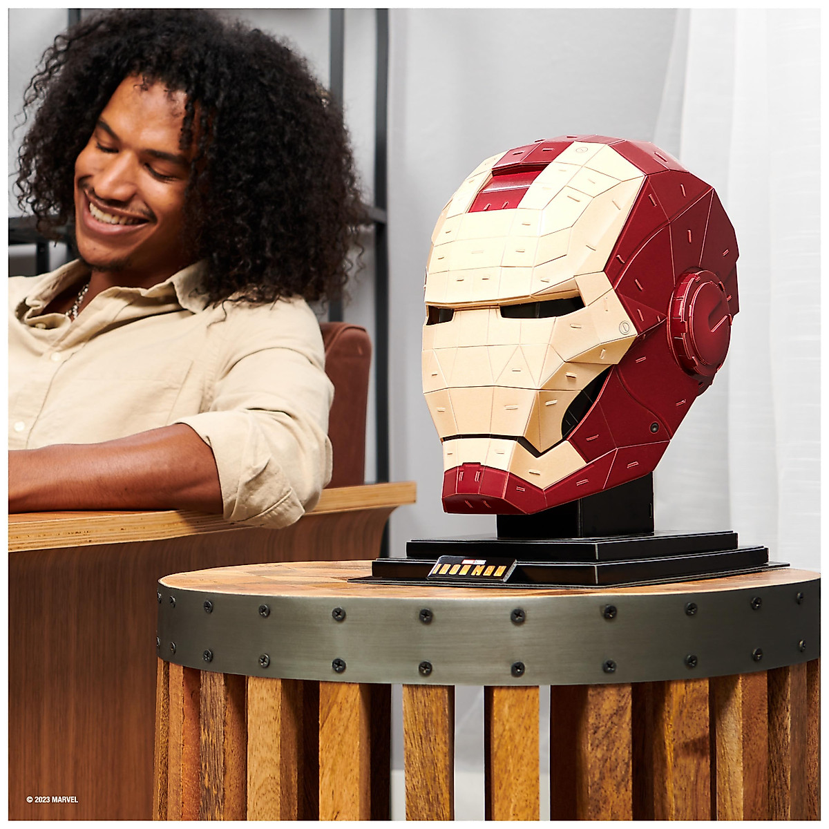 4D Build, Marvel Iron Man 3D Puzzle Model Kit with Stand 96 Pcs | Iron Man Helmet Desk Decor | Building Toys | 3D Puzzles for Adults & Teens 12+