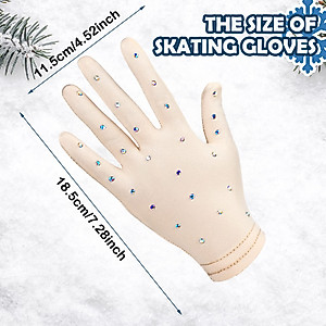 Hungdao 2 Pairs Figure Skating Gloves with Rhinestone Decoration Ice Skating Gloves for Women Girls Winter Skate Competition Accessories Test Show Practice Performance Dance, Medium Size