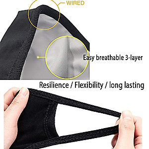 VVUPIC 2-Pack Unisex Cloth Washable Reusable Cover-100% Cotton 3 Layer black outdoor