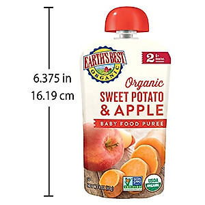 Earth's Best Organic Stage 2 Baby Food, Sweet Potato and Apple, 4 oz. Pouch (Pack of 12)