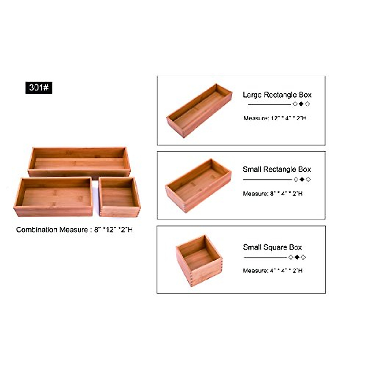 Sansnow Bamboo Kitchen Organizer Boxes Set 3 Pcs