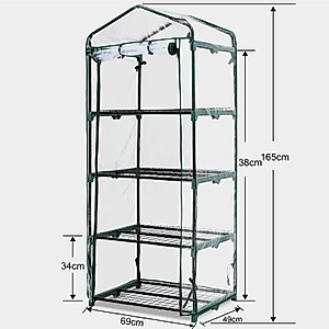 ABCCANOPY Mini Greenhouse, 4 Tiers Portable Gardening Greenhouse with Zippered Door for Indoor Outdoor Use (Transparent PVC Cover)