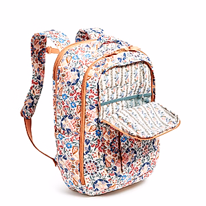 Vera Bradley Women's Cotton Large Travel Backpack Travel Bag, Enchanted Mandala - Recycled Cotton, One Size